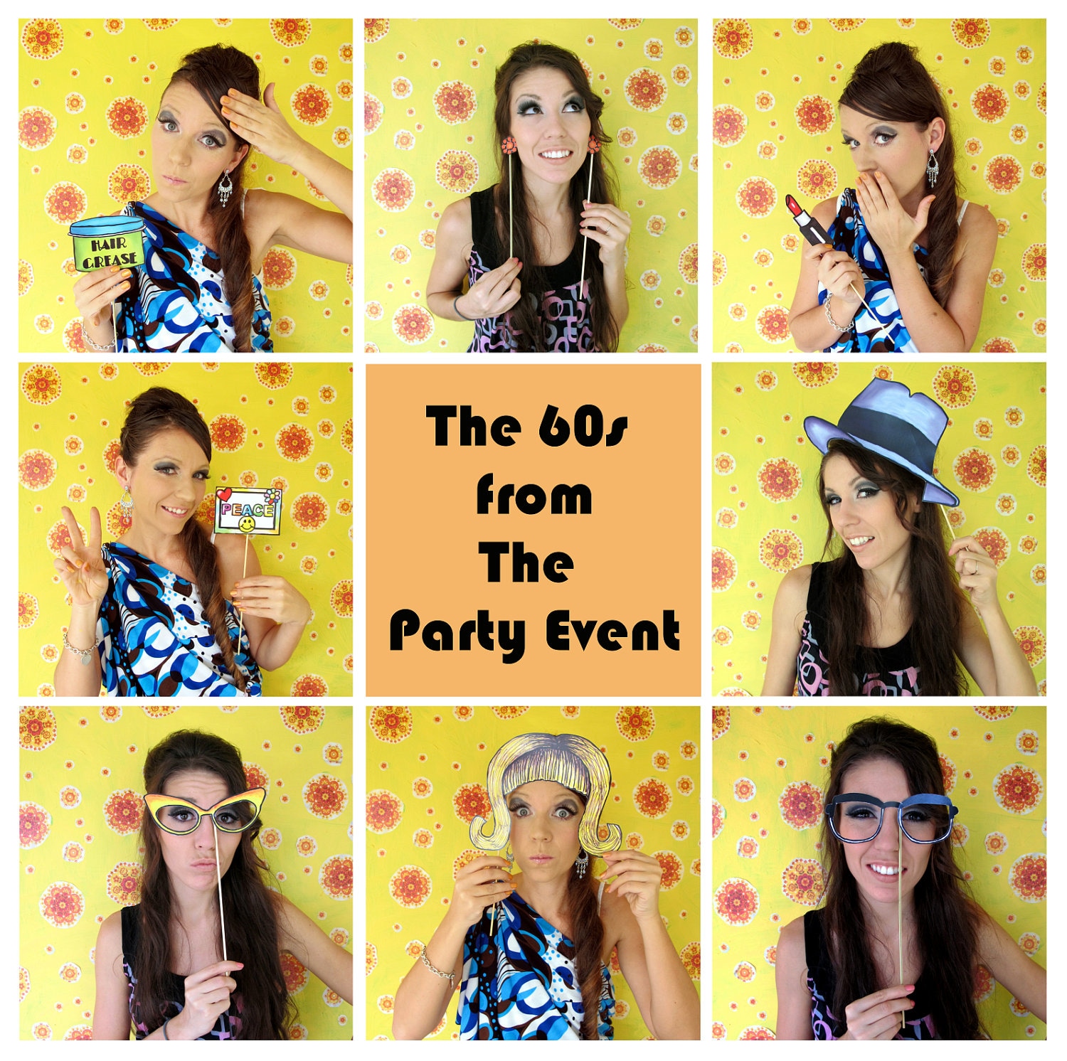 Sixties Photo Booth Props - Perfect for a Retro 60s Theme Party or a ...