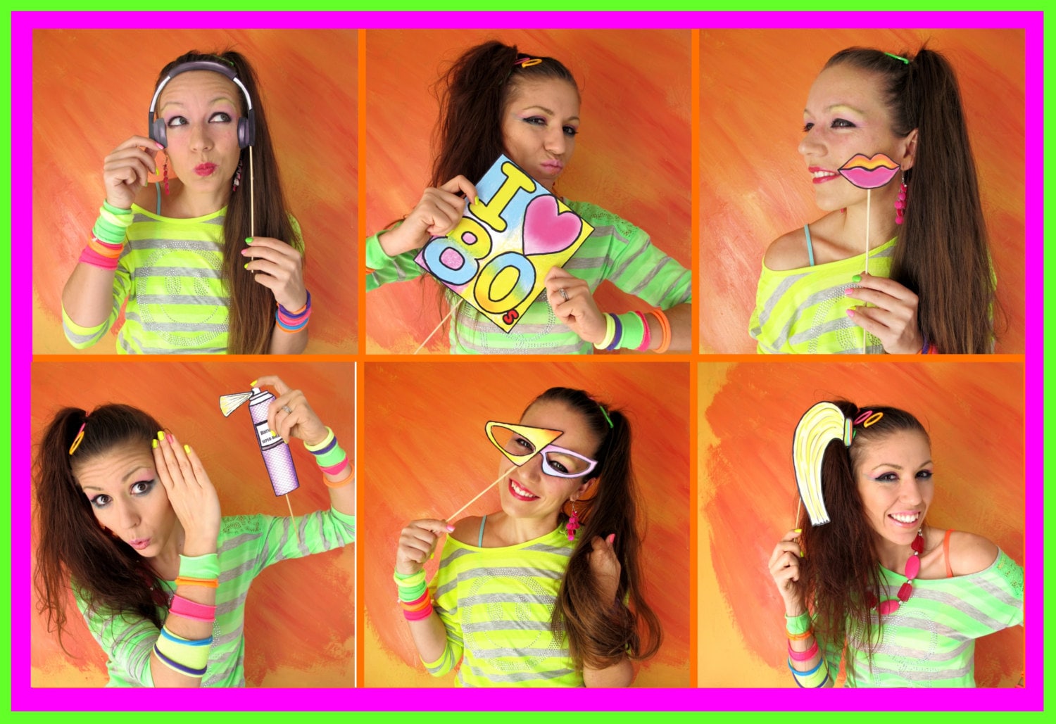 READY MADE Eighties Photo Booth Props - Perfect for a Throw Back 80s ...