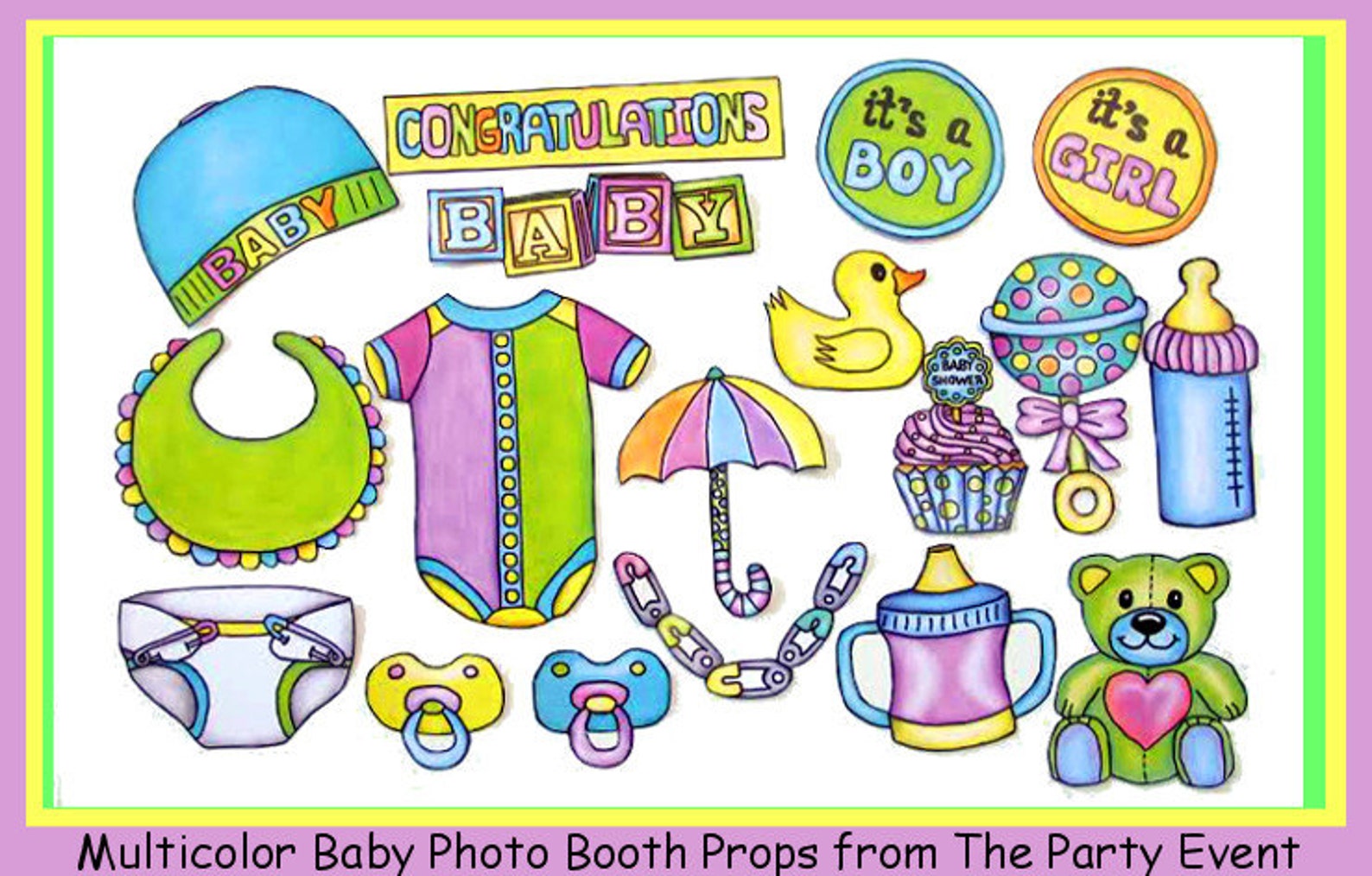 Cute Baby Photo Booth Props Multicolor - Perfect for a Baby Shower or a ...