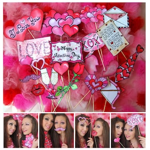 Valentine's Day Heart Photo Booth Props - All About Love - All About ...