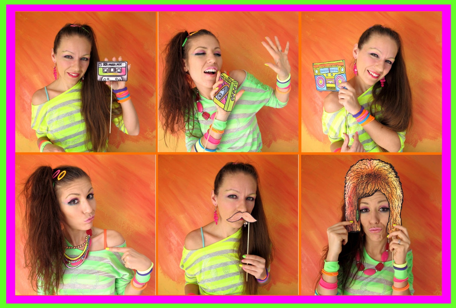 READY MADE Eighties Photo Booth Props - Perfect for a Throw Back 80s ...