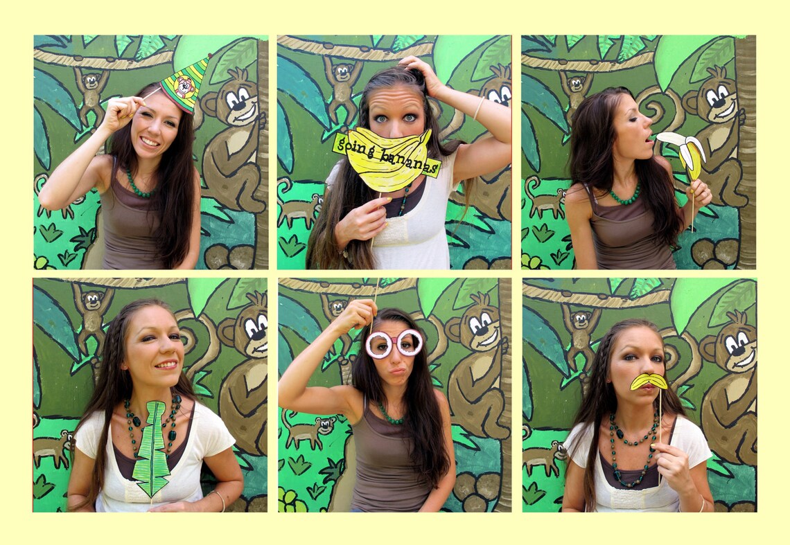 Monkey Banana Jungle Photo Booth Props - Perfect for Jungle Themed ...