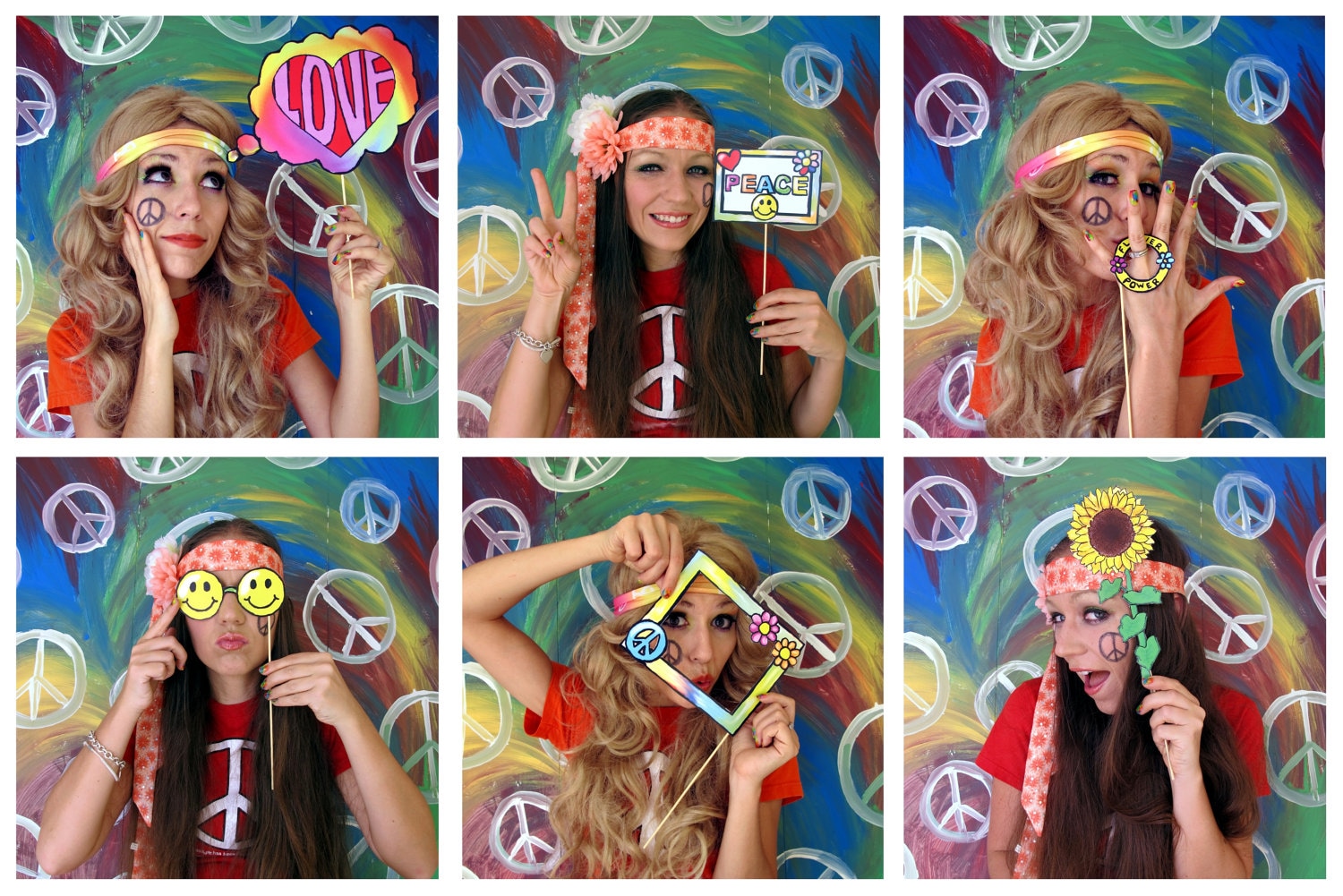 Hippie Photo Booth Props - Perfect for a 60s or Flower Power Theme ...
