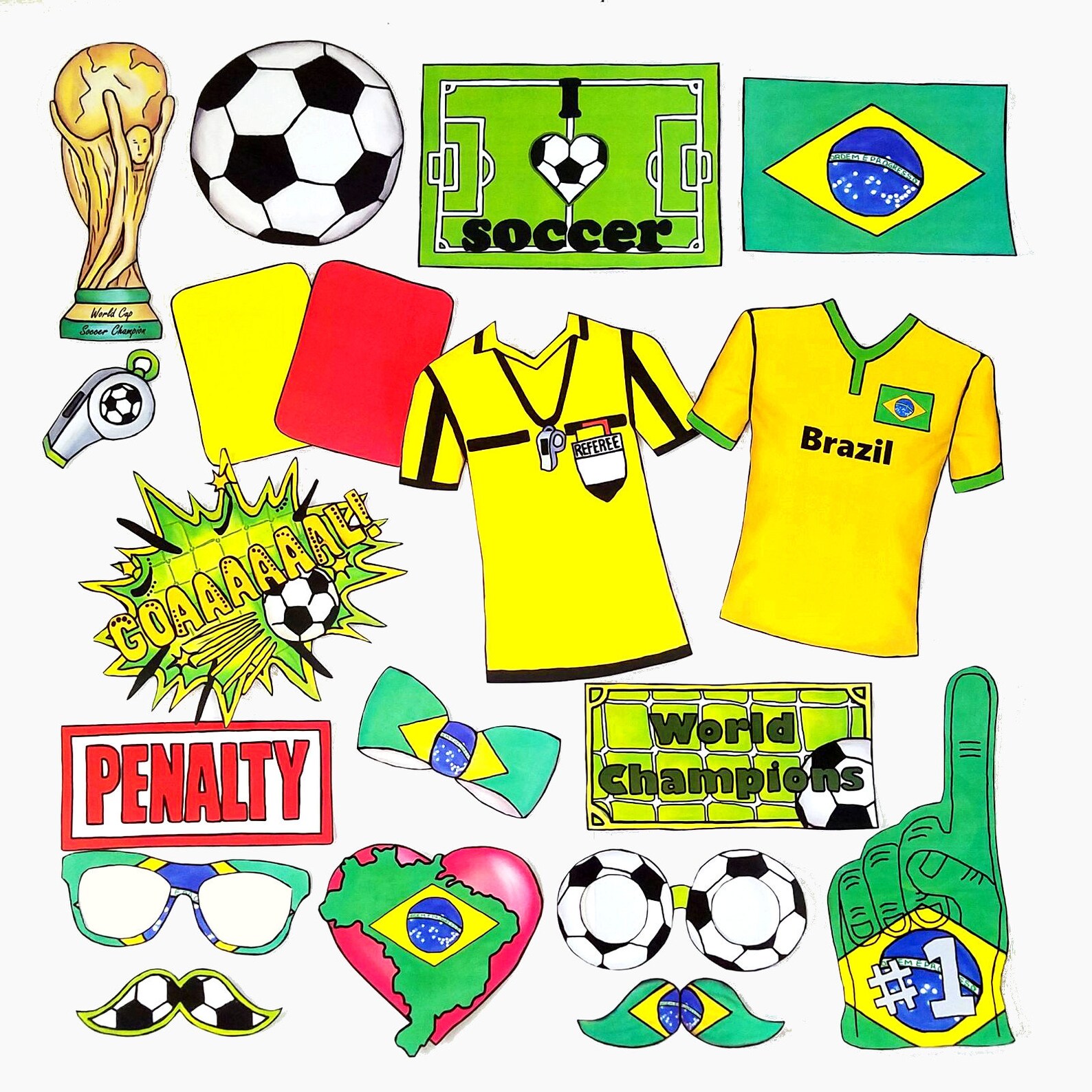 World Cup BRAZIL Soccer Photo Booth Props - the Ultimate Fan Accessory ...