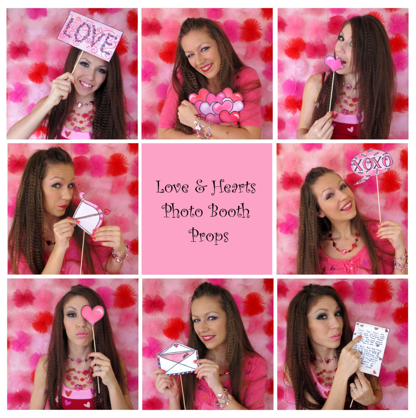 Love and Hearts Photo Booth Props All About Romance the - Etsy