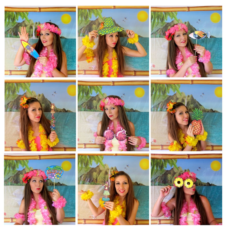Hawaii Summer Luau Aloha Photo Booth Props, Perfect for Your Tropical ...