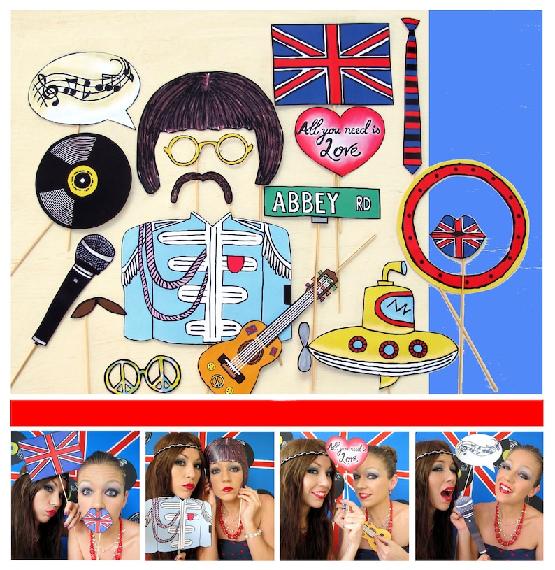 The Beatles Inspired Music Photo Booth Props Perfect for a - Etsy Canada
