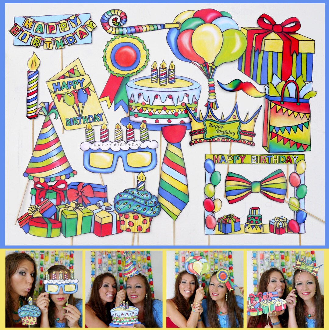 Colorful Birthday Photo Booth Props - Perfect Accesory for Your Next ...