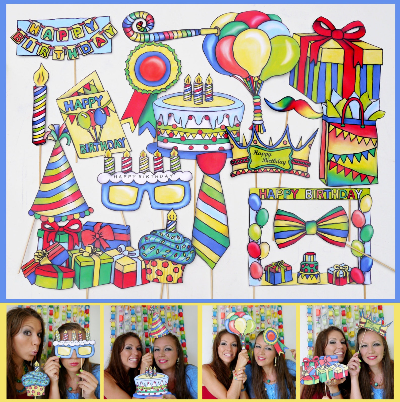 Colorful Birthday Photo Booth Props - Perfect Accesory for Your Next ...