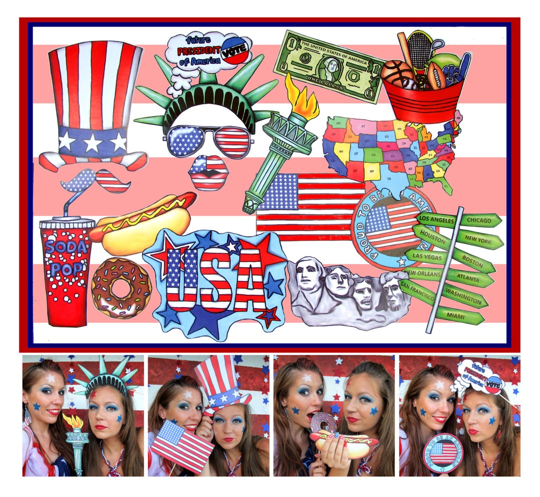 READY MADE USA Photo Booth Props -for Your Patriotic Party, 4th of July ...