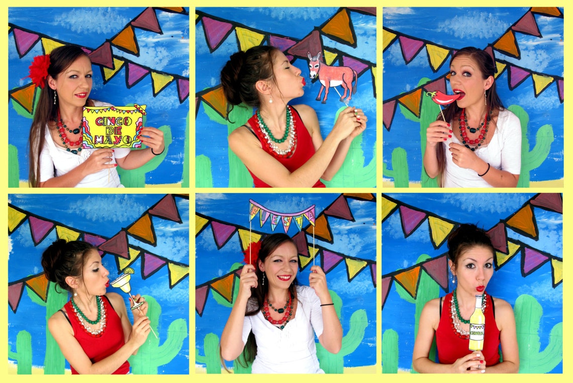 Cinco De Mayo/mexican Fiesta Photo Booth Props Perfect to - Etsy