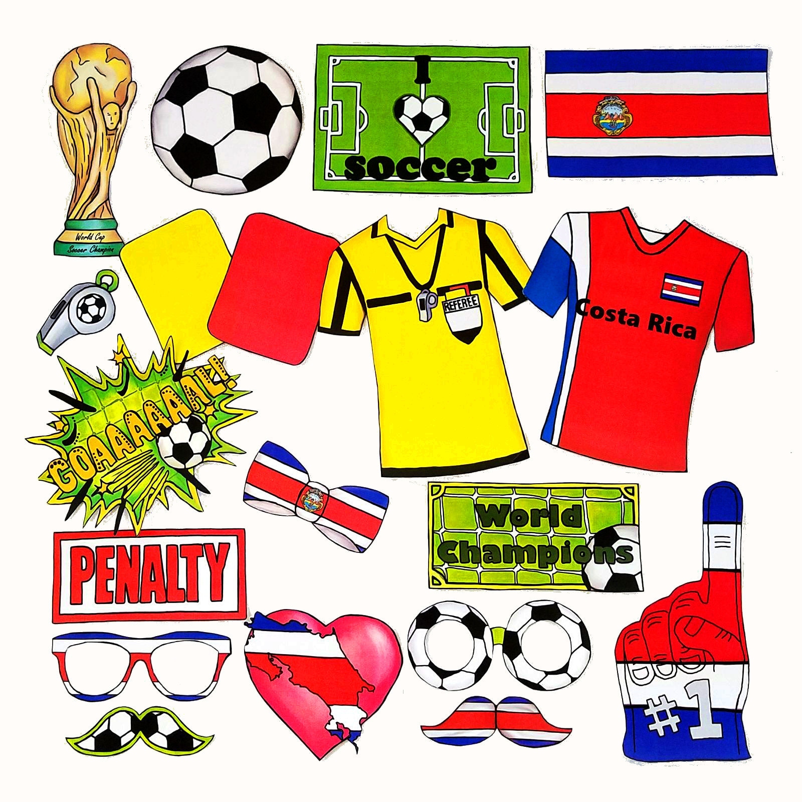 World Cup COSTA RICA Soccer Photo Booth Props the Ultimate - Etsy