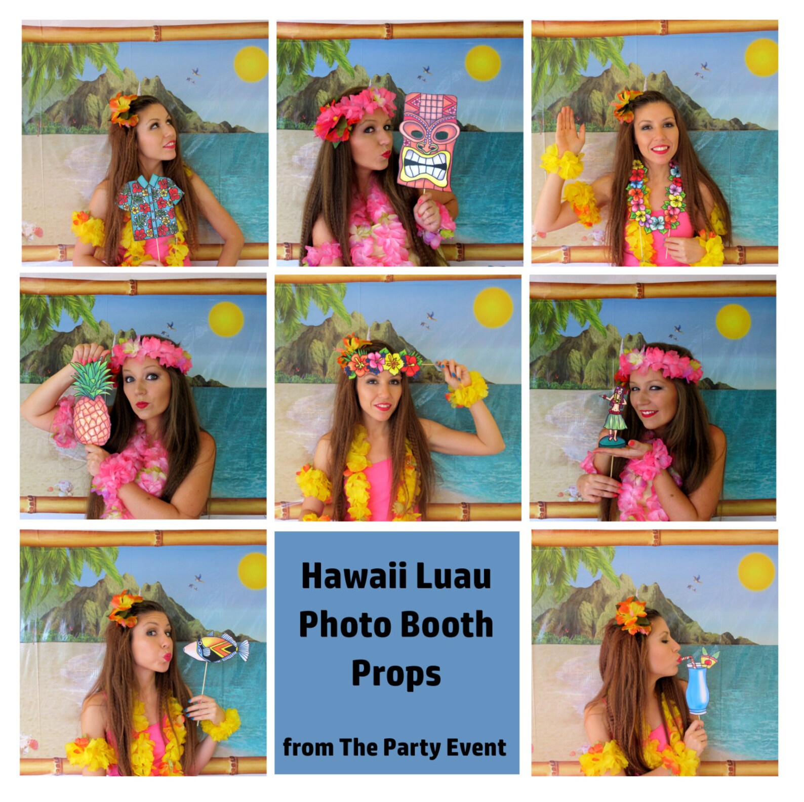 Hawaii Summer Luau Aloha Photo Booth Props, Perfect for Your Tropical ...