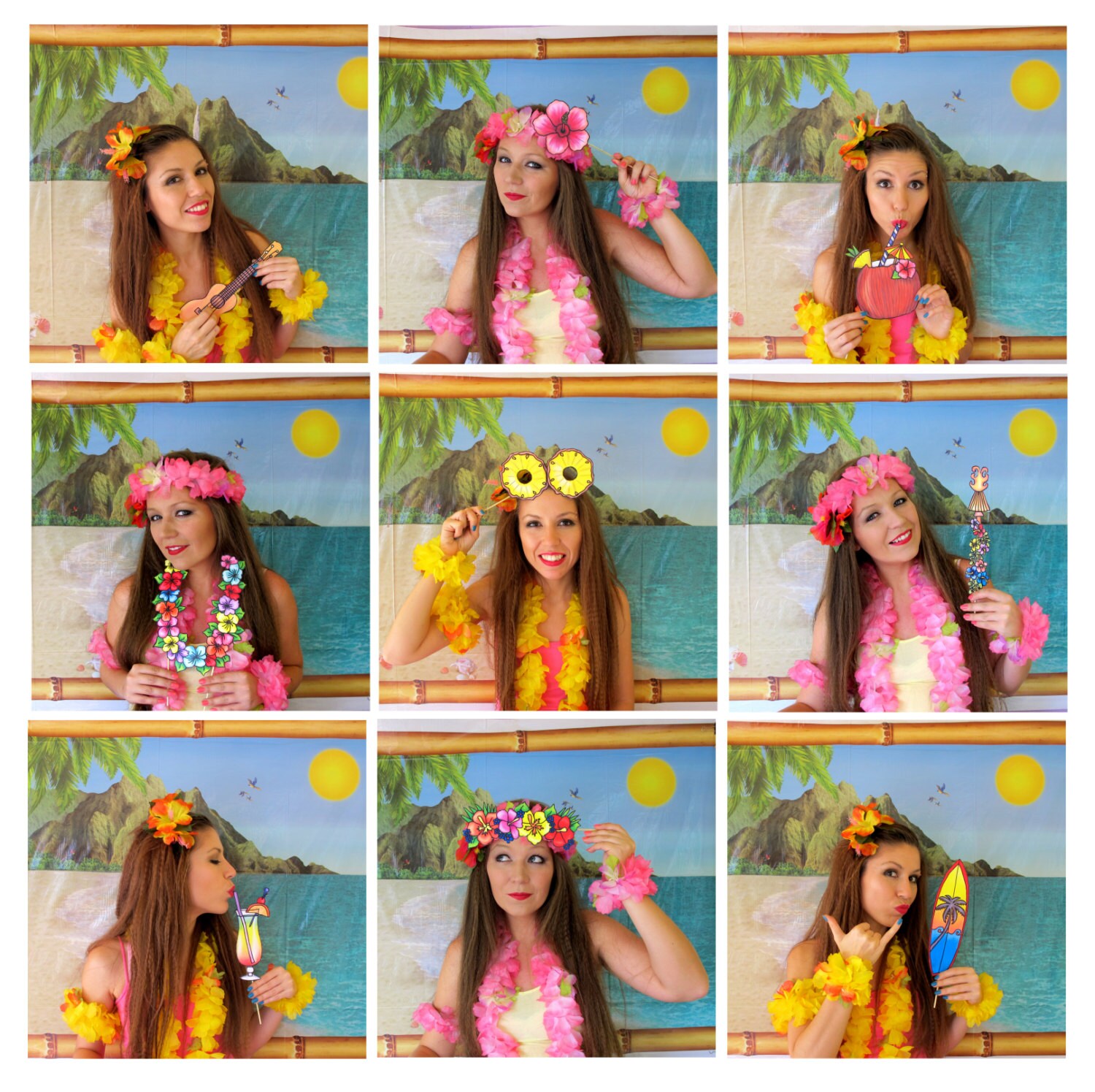 Hawaii Summer Luau Aloha Photo Booth Props, Perfect for Your Tropical ...