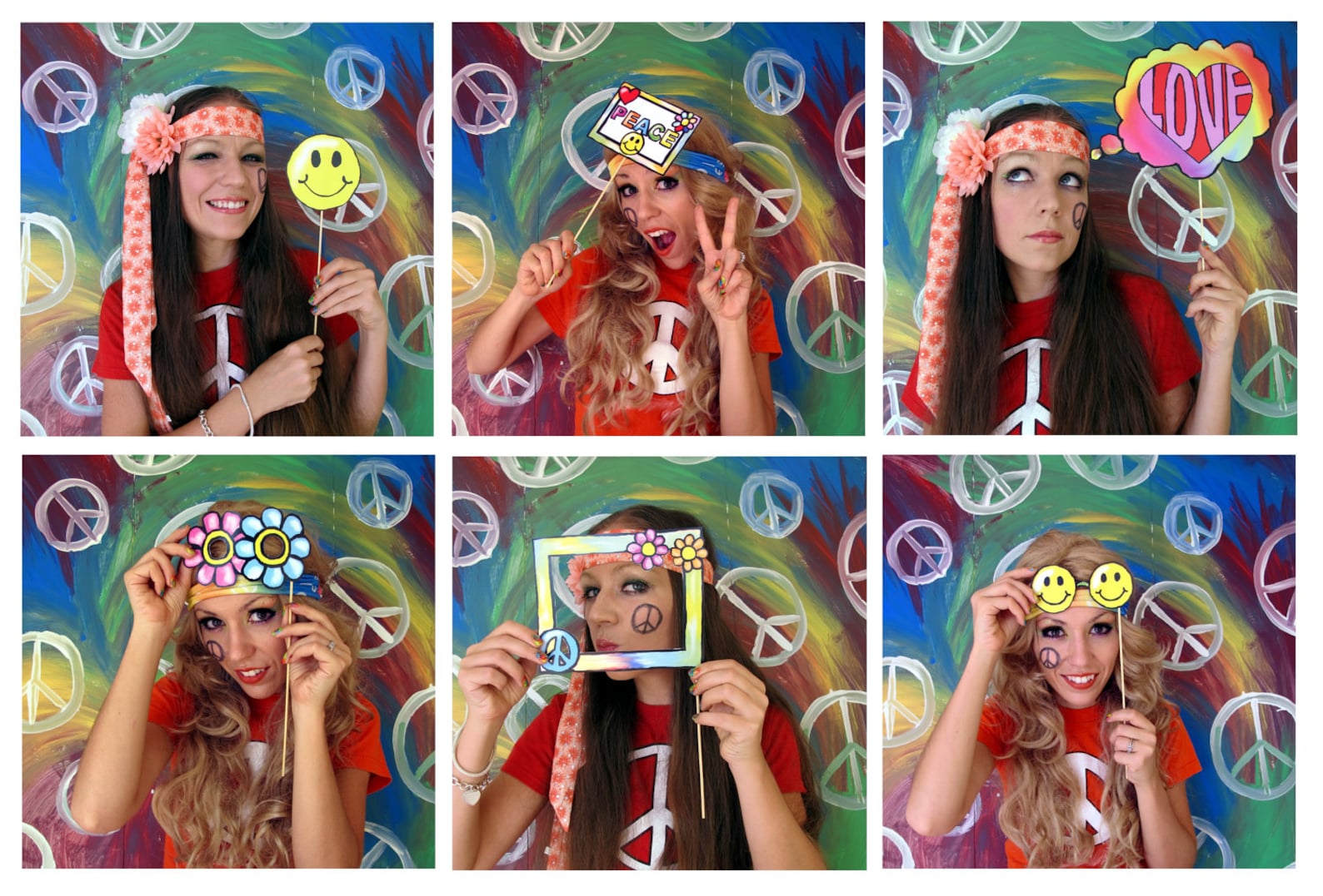 Hippie Photo Booth Props - Perfect for a 60s or Flower Power Theme ...