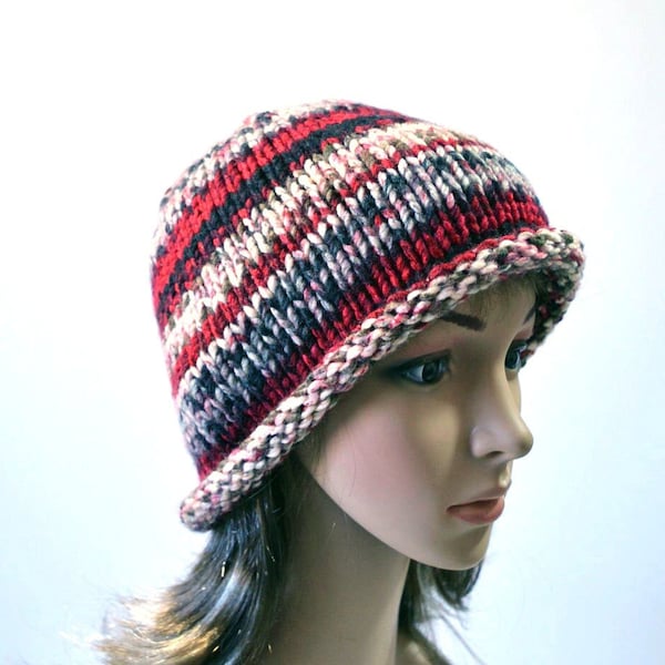 Striped Knit Hat - Etsy