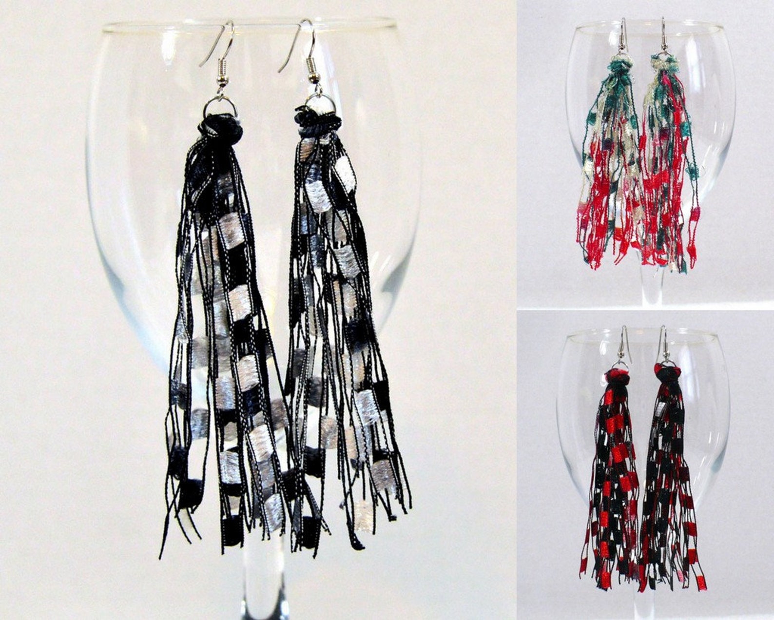Hippie Fringe Earrings: Boho Ladder Yarn Earrings, Custom Made Fiber ...