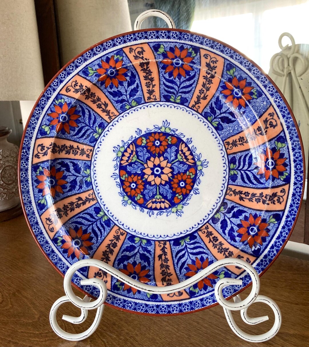 Wedgwood Etruria Geometric Floral Design Imari Colors Plate~10" in ...