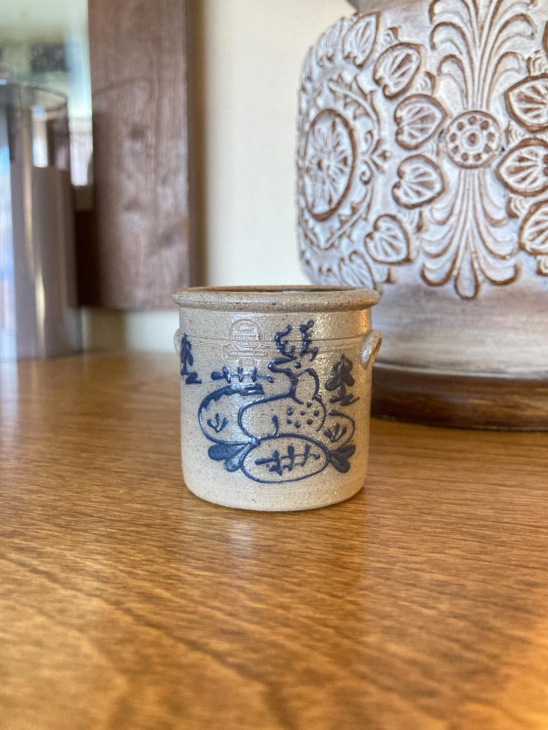 Rowe Pottery Works Miniature Vintage Salt Glaze Stoneware Crock With ...