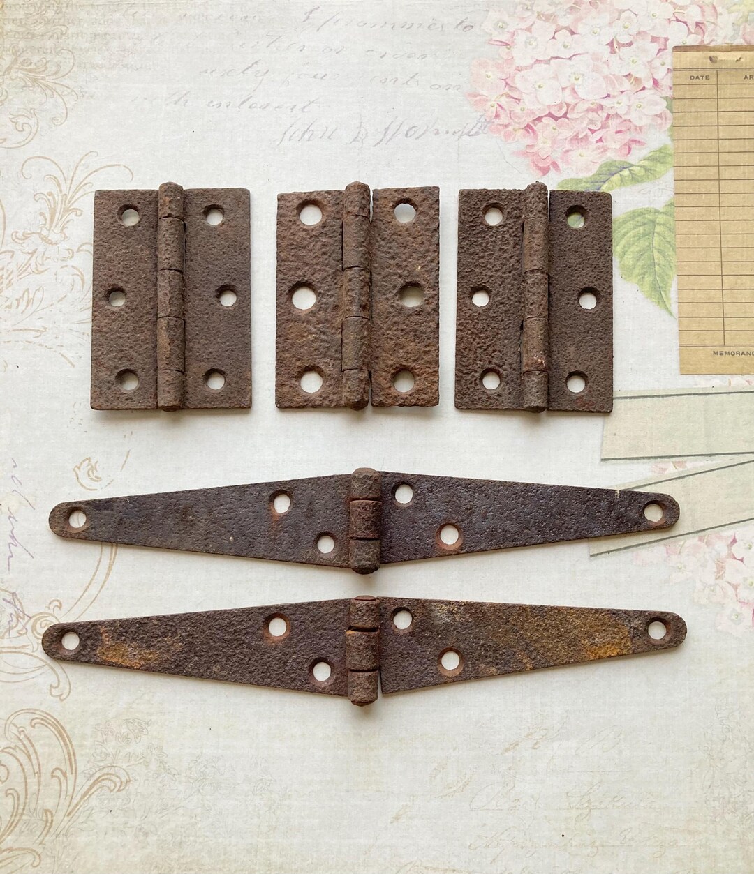 Rusty Metal Hinges~antique Hinges~set of 5~salvaged Hinges~weathered ...