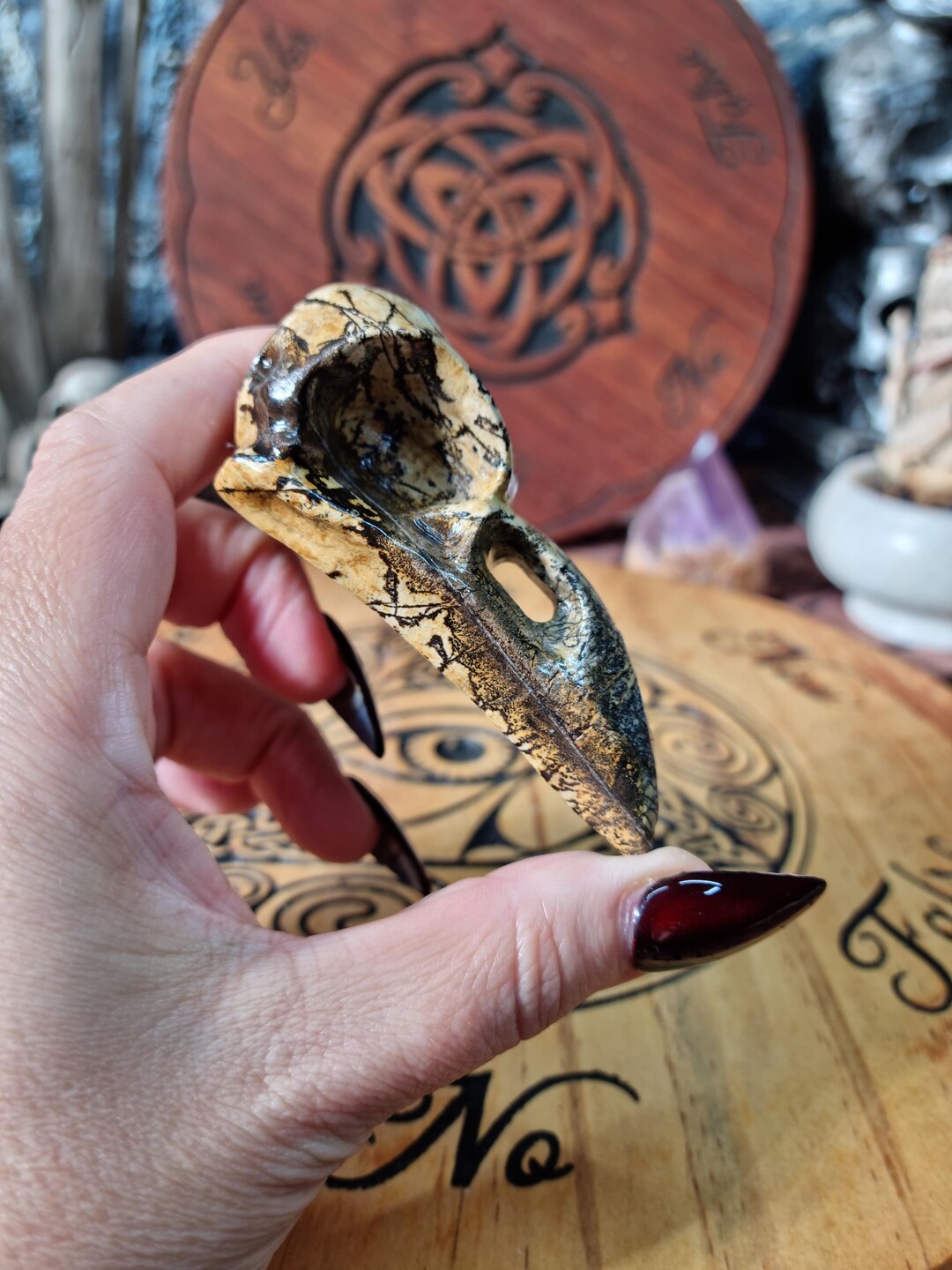 Small Picture Jasper Raven Skull | Sandy Yellow Bird Carving | Desert ...