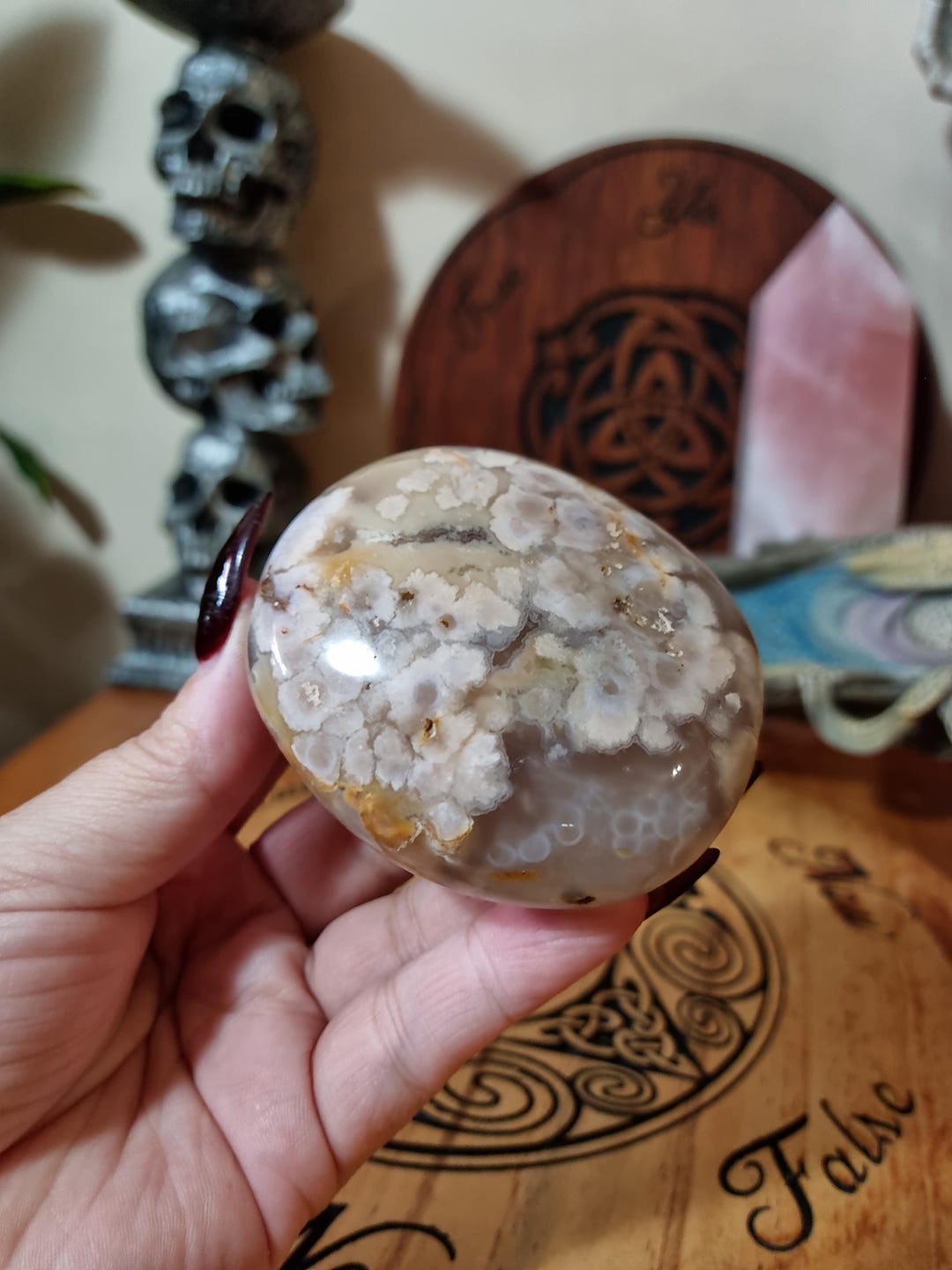 Flower Agate Palm Stone - Cherry Blossom Agate - Manifestation Stone ...