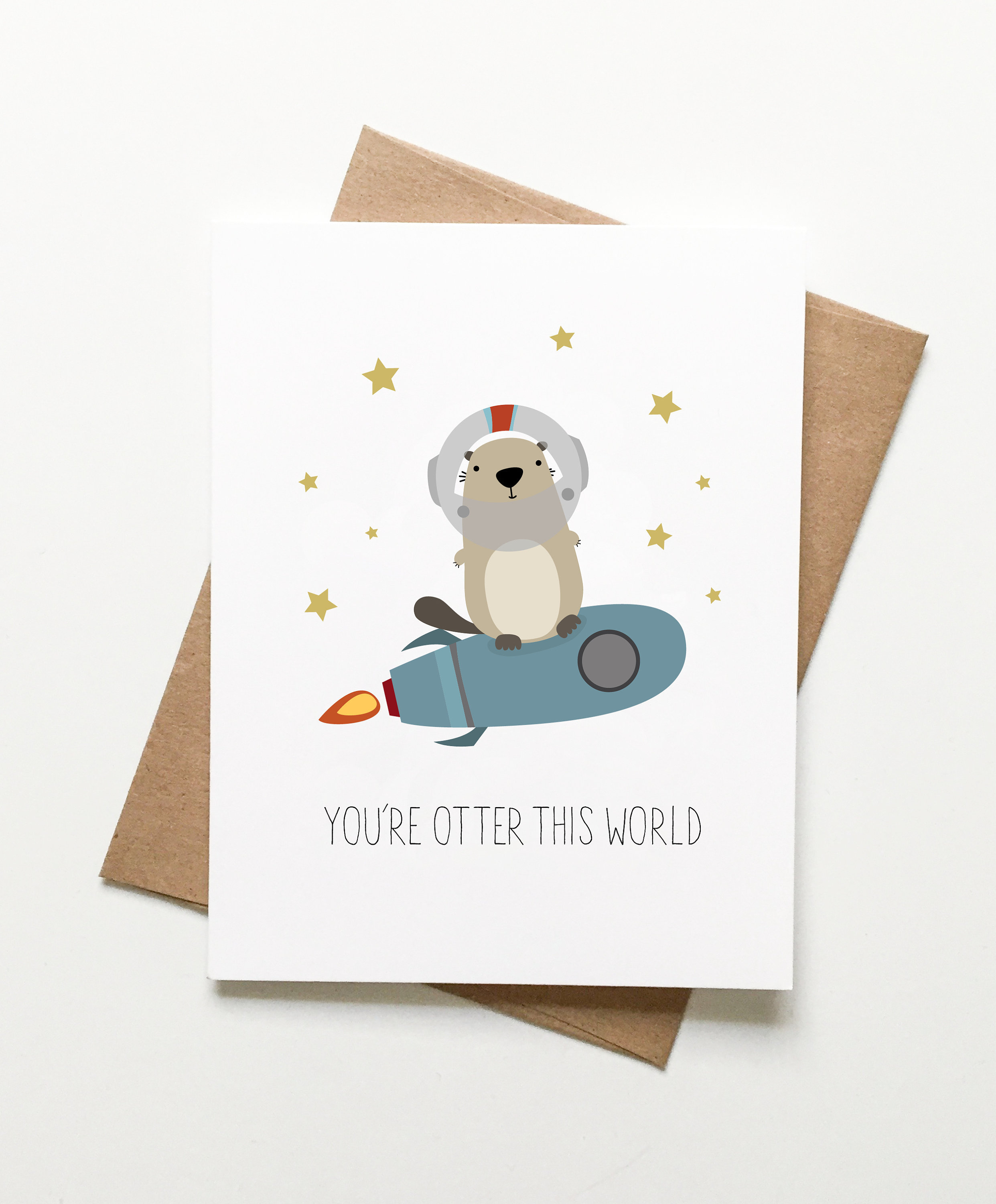 Otter Funny Pun Congrats Illustration Card | Etsy