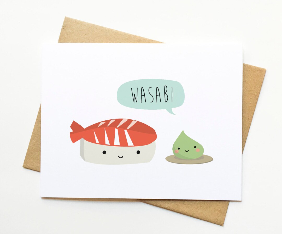 Wasabi Sushi Pun Card - Etsy