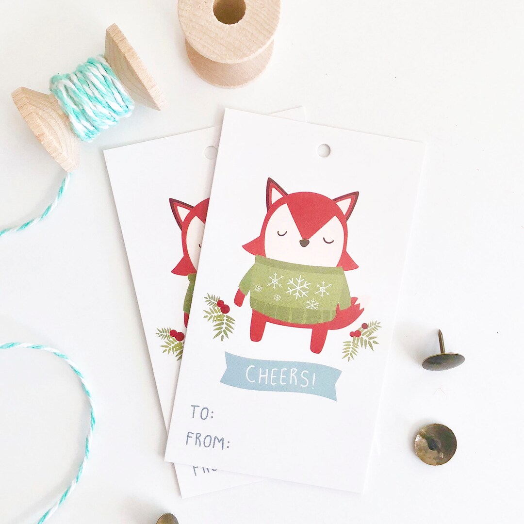 Fox Holiday Gift Tag Set- 10 Tags With Twine - Etsy