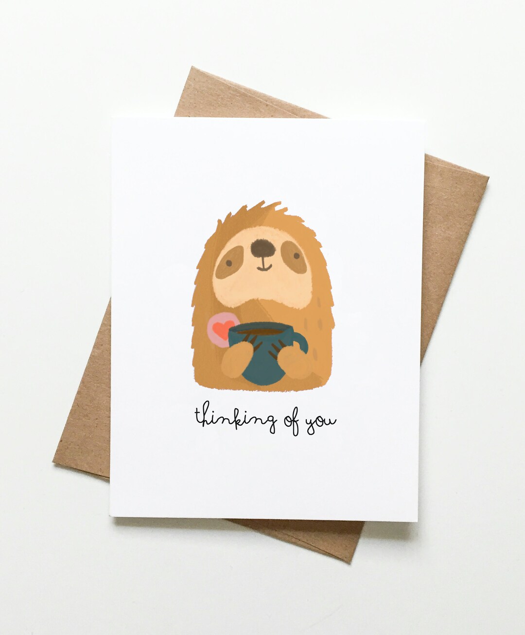 Sloth Coffee Cute Thank You Thinking of You Card for Friend - Etsy