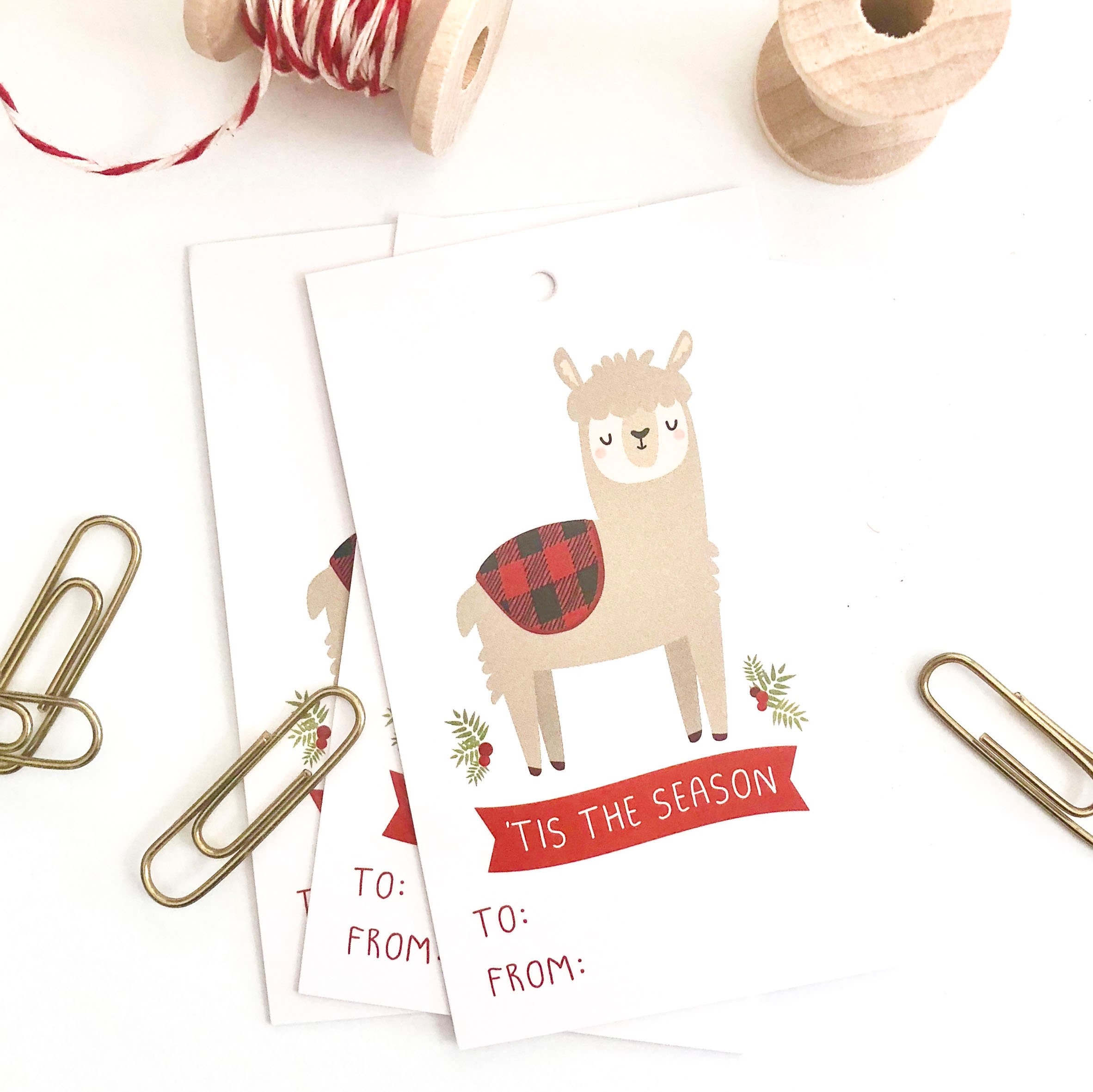 Llama Holiday Gift Tags With Twine, Set of 10 - Etsy