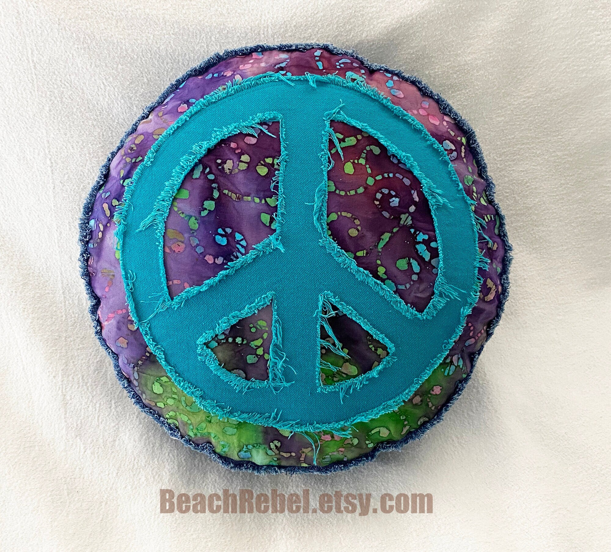 Peace Sign Pillow Batik Purple Multicolor Tiedye and - Etsy
