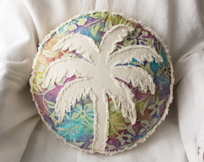 Palm Tree Pillow Tropical Multi Color Batik and Distressed - Etsy