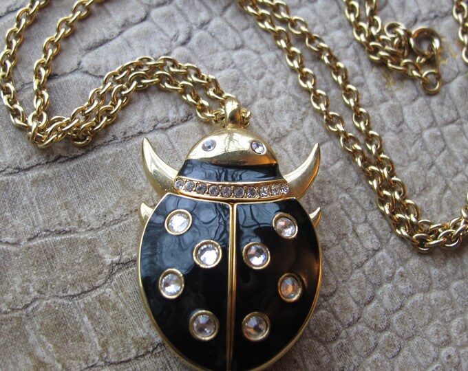 Kenneth Jay Lane Lady Bug Insect Peep a Boo Watch Timepiece Pendant ...