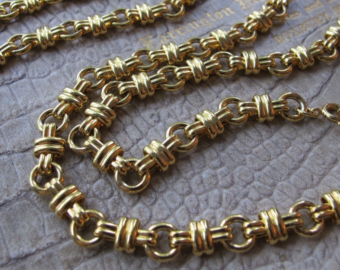 Trifari Gold Tone Long Chain Necklace, Designer Signed Trifari TM, 30 ...