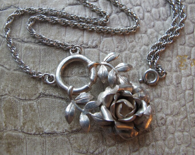 Sterling Flower Pendant Rope Chain Necklace, Stamped "sterling ...