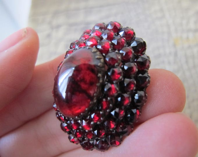 Antique Carbuncle Garnet Cluster Brooch/ Mid Victorian 1800s Garnet ...