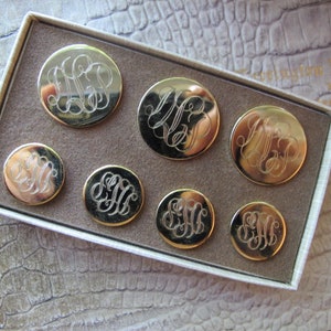 Monogram Dlp Gold Tone Button Set, True Vintage, Old Stock, Unused or Worn, Jacket or Blazer ...