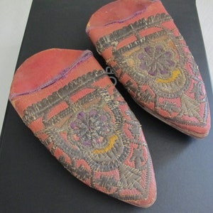 Antique Older Vintage Moroccan Goatskin Slippers, Babouche Slippers ...