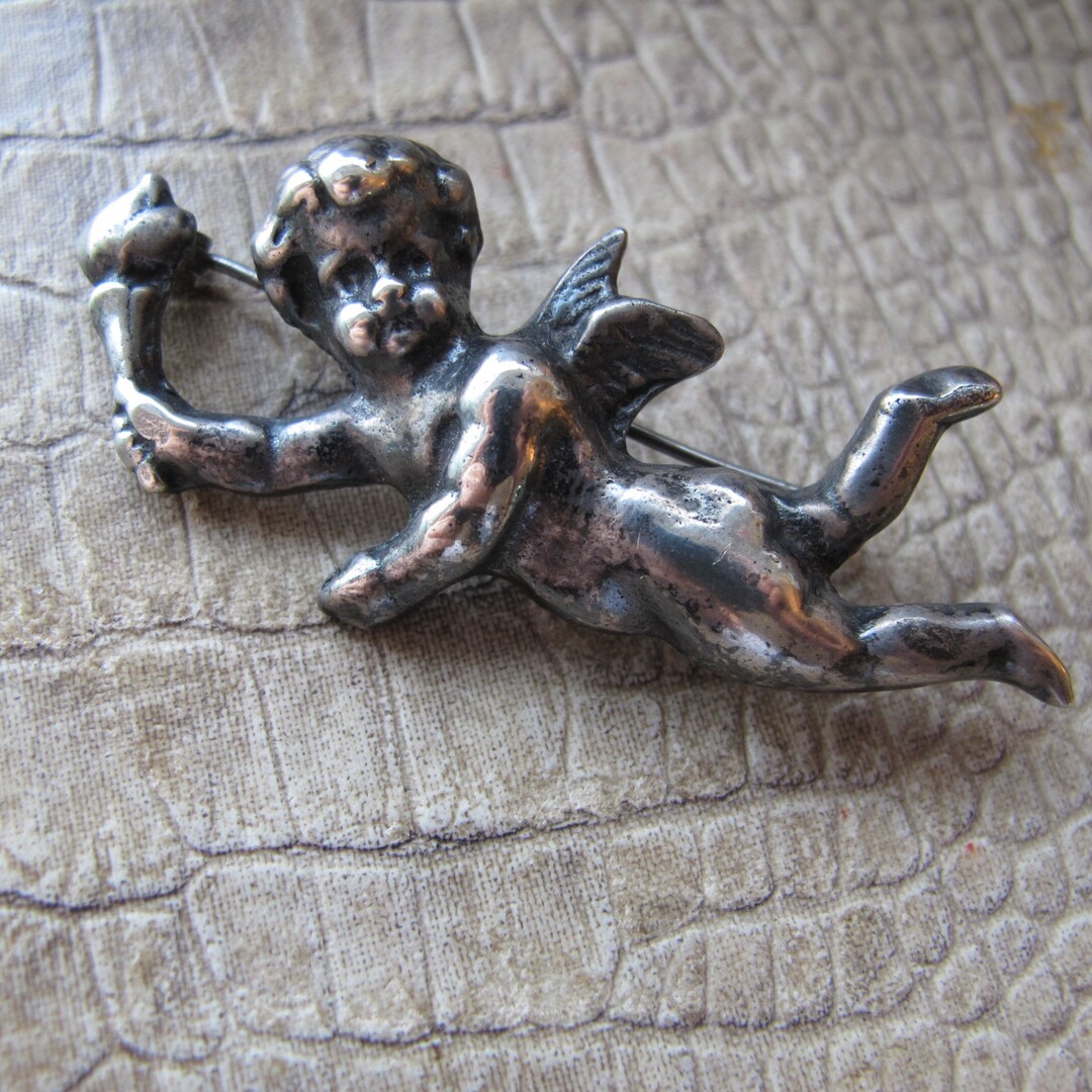 Valentine Sterling CUPID Cherub Angel Putto Putti Pin Brooch, Marry Me ...