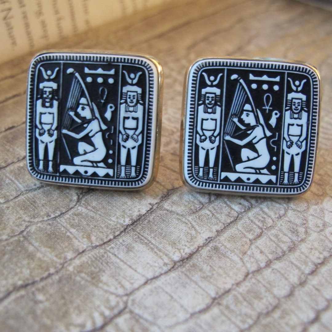 Egyptian Inspired Ancient Egypt Design Vintage Cufflinks Statement Size ...