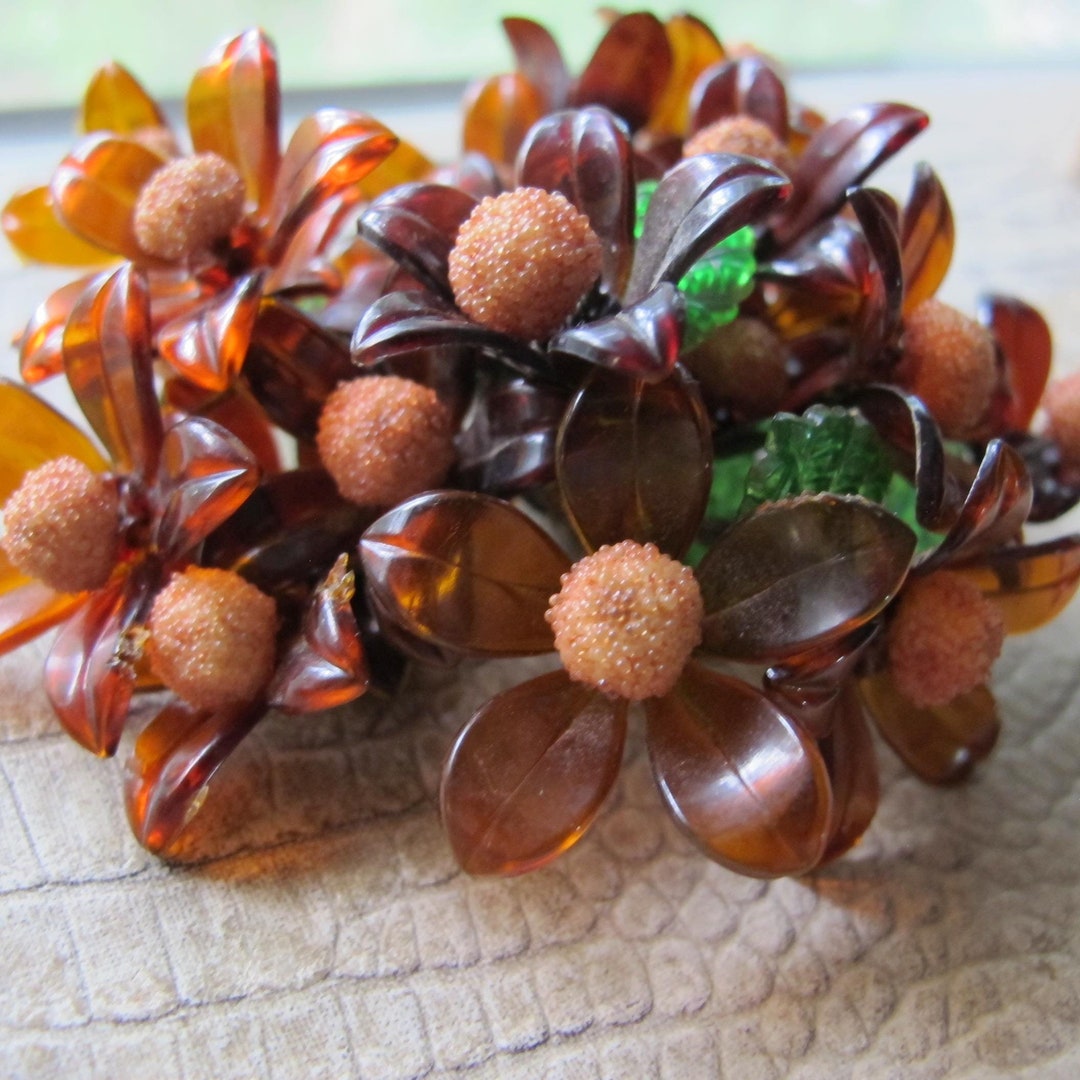 Celluloid Cellulose Flower Bouquet Brooch Pin, 1930's 1940's Early ...