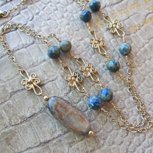 14k Gold Filled Gemstone Bead Chain Pendant Necklace. Labradorite ...