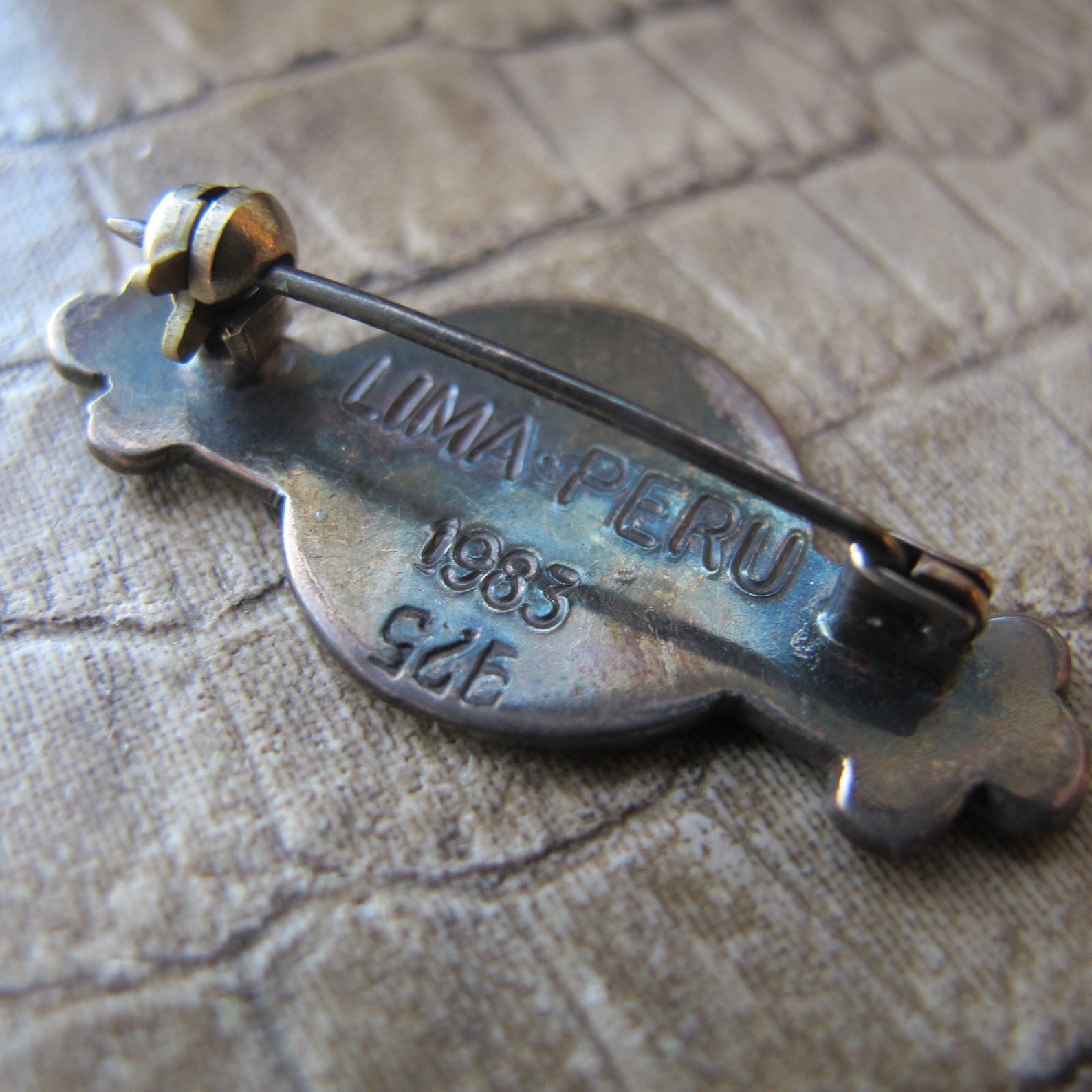 Lima Peru 925 Silver Pin With Enamel Crescent South America - Etsy