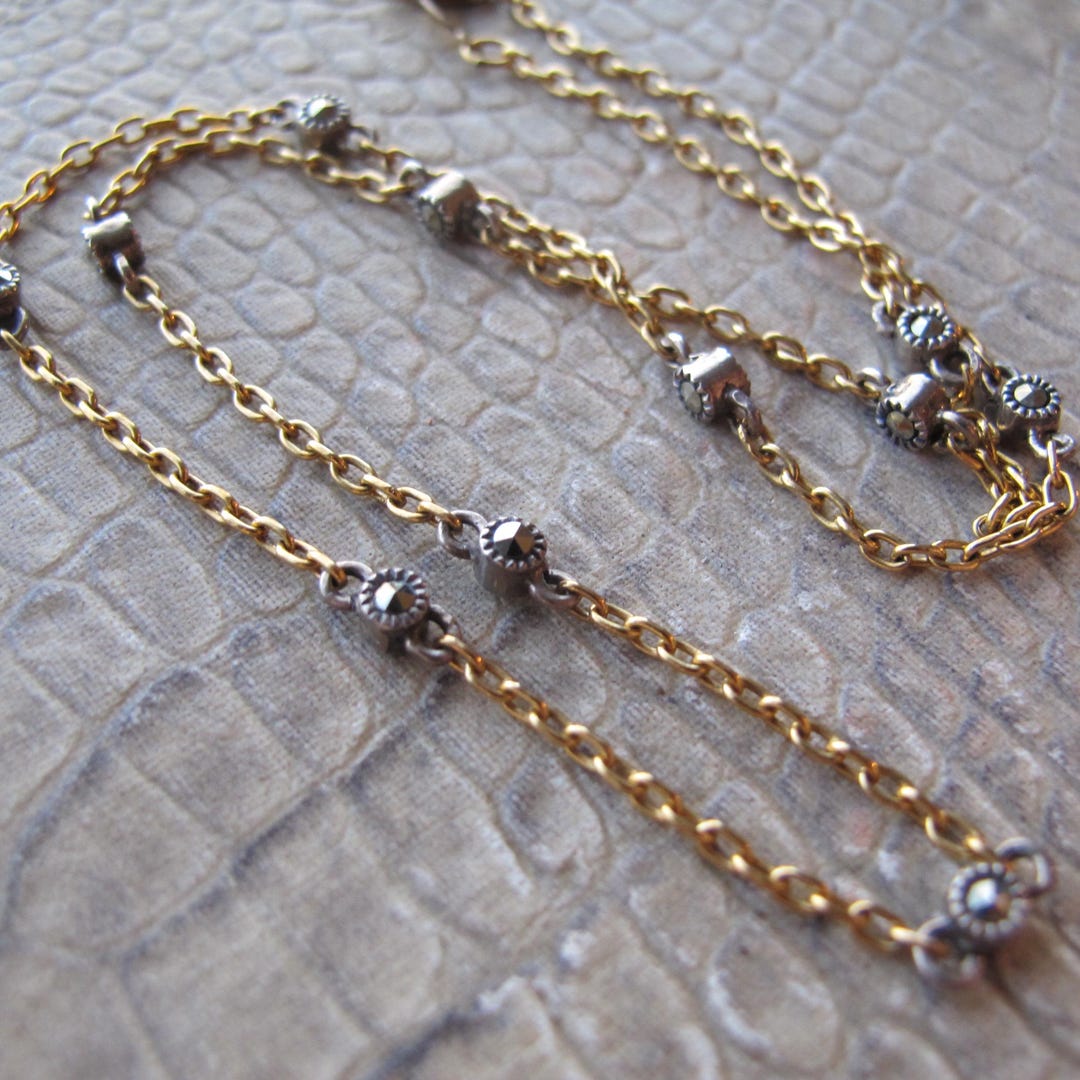 Judith Jack JJ 14k Yellow Gold Filled & 925 Sterling Silver Marcasite ...
