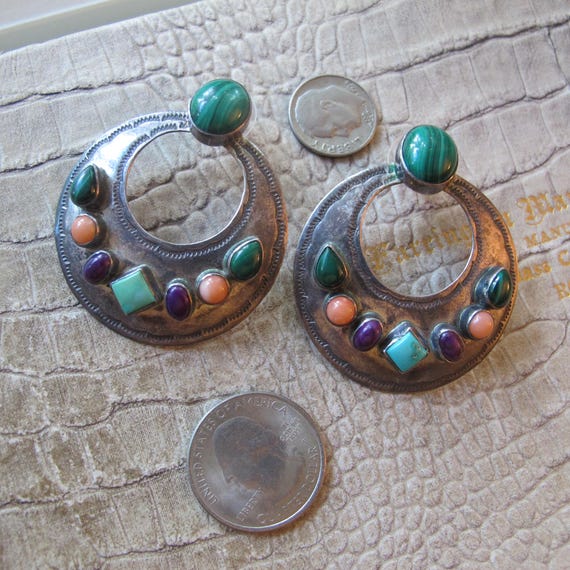 Large Native American Multi Gemstone Stone Sterling S… - Gem