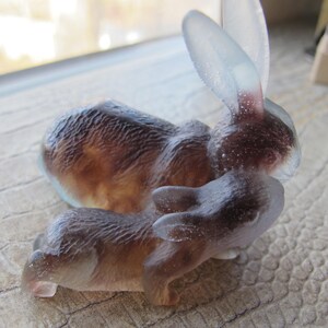 Daum France Signed,"pâte De Verre" Art Glass Rabbit Bunny Bunnies Hare Figurine, Crystal French ...