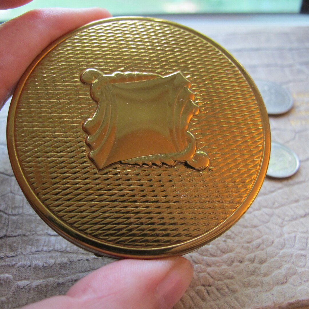 1940's Gilt Gold Old Stock Loose Powder Compact, Maker Unknown, Powder ...