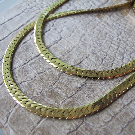 24 IN Gold Plated Herringbone-Style Chain Necklace. 5… - Gem