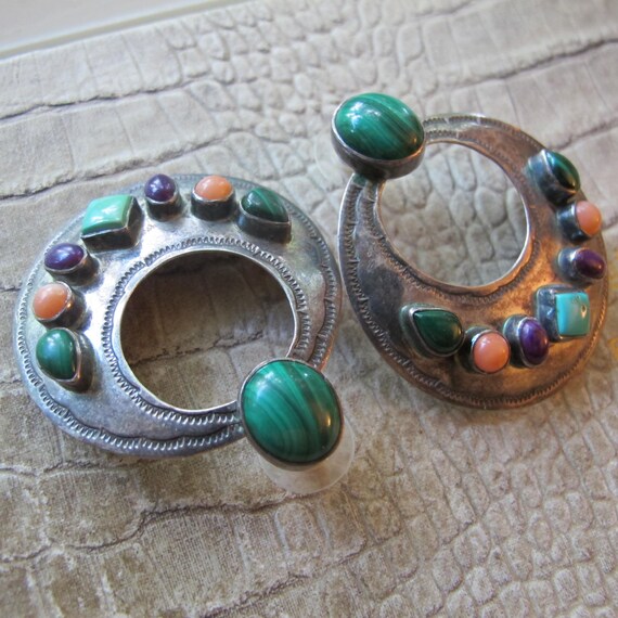 Large Native American Multi Gemstone Stone Sterling S… - Gem